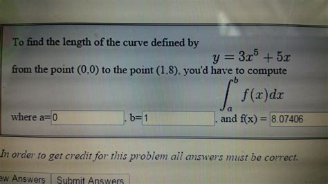 Solved To Find The Length Of The Curve Defined By Y 3x5