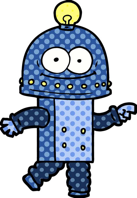 Happy Carton Robot With Light Bulb 45123118 Png