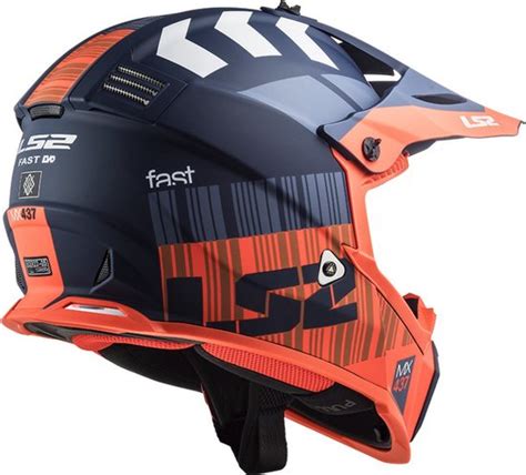 LS2 MX437 Fast Evo XCode Motorcross Helm Matt Fluo Orange Blue M