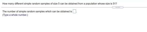solved how many different simple random samples of size 5