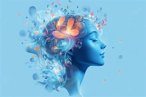 Digital Human Head With Glowing Neural Network Premium Ai Generated Image