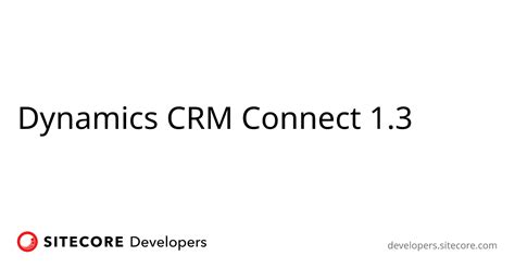 Dynamics Crm Connect 13
