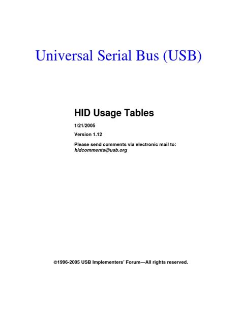 Usb Hid Usage Tables Download Free Pdf Usb Specification