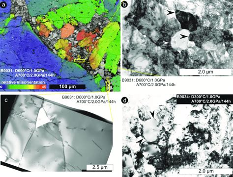 Ebsd Micrograph With Relative Misorientation And B C Tem Micrographs