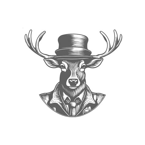 Homme D Affaires Vectoriel Cerf Logo Vintage Concept D Art En Ligne Couleur Noir Et Blanc