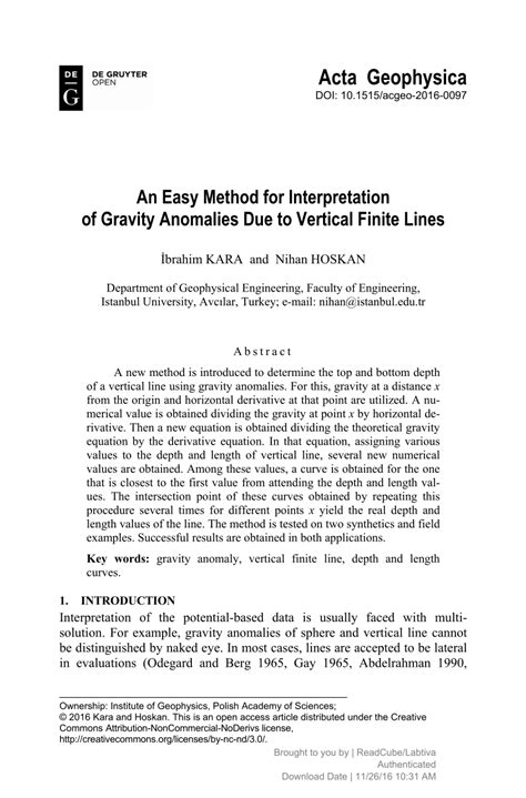 pdf an easy method for interpretation of gravity anomalies due to