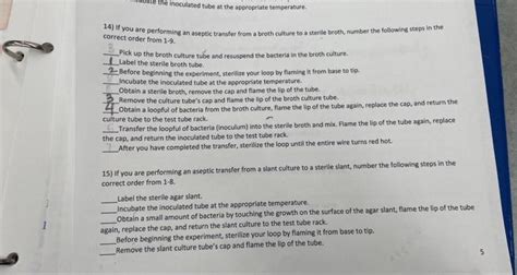 Solved 14 If You Are Performing An Aseptic Transfer From A