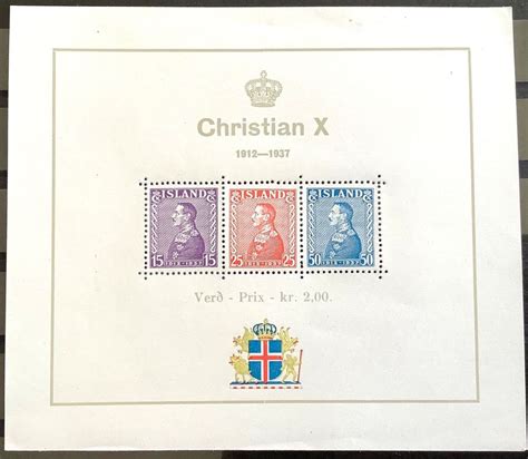 1937 Island Block 1 25 Jahre Regentschaft König Christian Kaufen