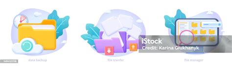 데이터 백업 전자 문서 관리 클라우드 파일 저장 파일 전송 랜딩 페이지에 설정된 3d 아이콘입니다 3차원 벡터 일러스트레이션 컬렉션은 웹사이트 인쇄 배너 3차원 형태에 대한