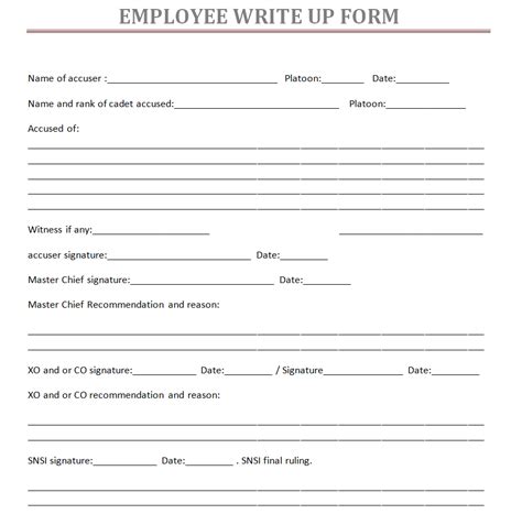 Top 18 Employee Write Up Form Templates