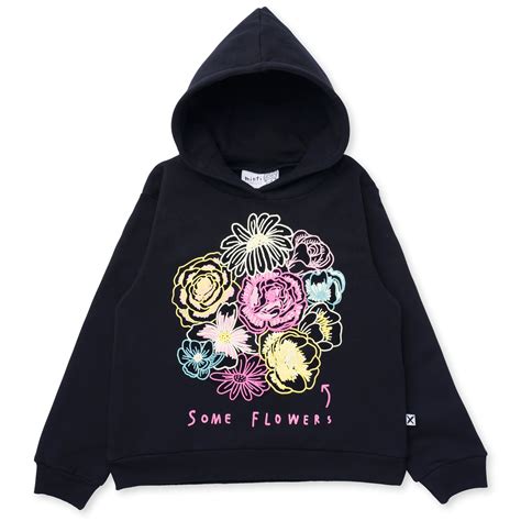 Minti Some Flowers Furry Hood Black Little Trooper Limited