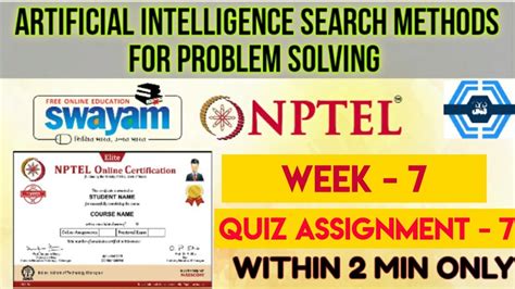 artificial intelligence search methods for problem solving week 7
