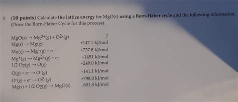 Solved 3 10 Points Calculate The Lattice Energy For