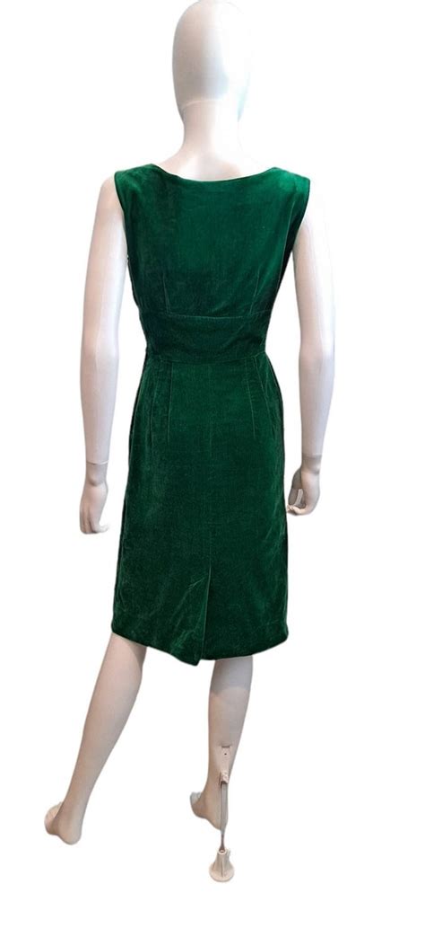 1960s Green Velvet Cocktail Dress Gem