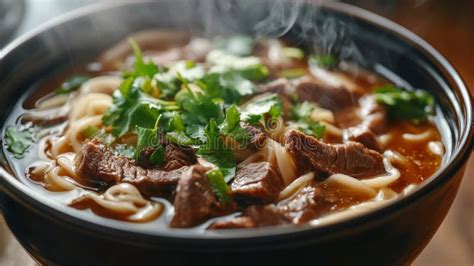 Steaming Bowl Beef Noodle Soup Culinary Delight Stock Photos Free