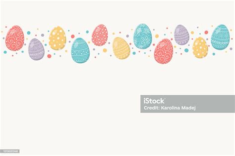 장식 계란 다채로운 부활절 배너입니다 카피스페이스가 있는 엽서 벡터 부활제에 대한 스톡 벡터 아트 및 기타 이미지 부활제 프레임 부활절 달걀 Istock