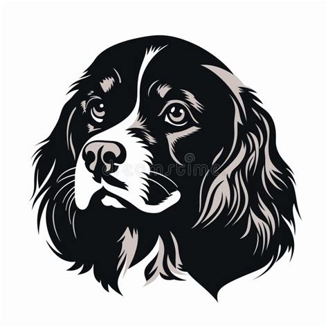 Black And White Cocker Spaniel Portrait Graphic Symbolism Iconographic Symbolism Carving