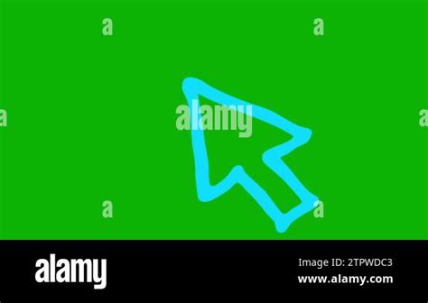 Animated Blue Symbol Of Mouse Cursor Arrow With Rays Clicks Icon In Sketch Style Hand Drawn