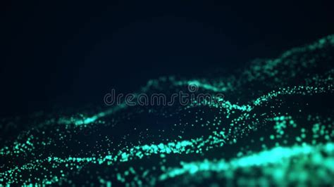 Futuristic Wave With Dots Big Data Concept 3d Rendering Abstract Technology Background 4k