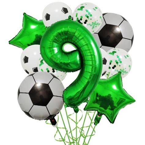 Zestaw Balonów Na Dziewiąte Urodziny 9 Piłka Nożna Football Zielone