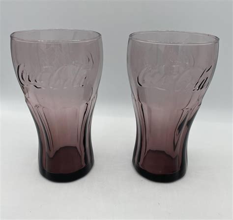 Libbey Purple Coca Cola Glasses Large Amethyst Coke Glasses Vintage
