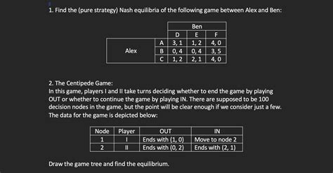 Find The Pure Strategy Nash Equilibria Of The Chegg