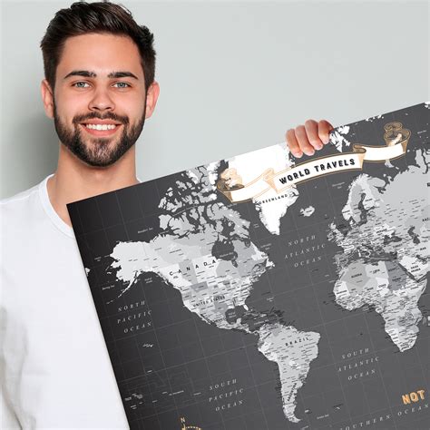 Modern Canvas World Push Pin Map 40w X 30h Modern Maps Touch Of