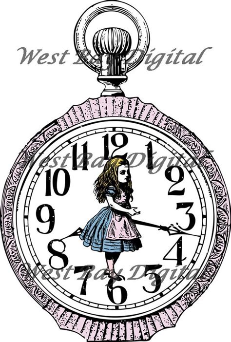 Alice In Wonderland Pocket Watch Digital By Westbaydigital On Etsy