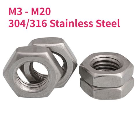 M3 M4 M5 M6 M8 M10 M12 M14 M16 M18 M20 304316 Stainless Steel Hexagon
