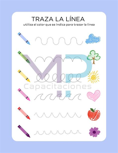Hoja De Trabajo Trazo De Líneas De Colores