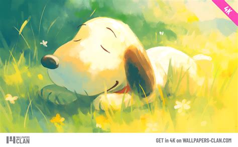 Snoopy Sleeping On Summer Grass Desktop Wallpaper 4k