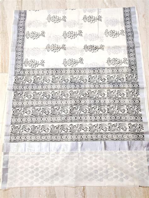 Kerala Block Printed Cotton Saree Magga