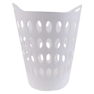 Flexible Plastic Laundry Basket With Handles Colour White Rossy