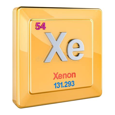 Xenon Xe Chemical Element Sign With Number 54 In Periodic Table 3d Rendering Stock