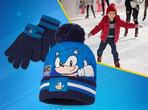Sonic The Hedgehog Ensemble Bonnet Écharpe Et Gants Enfant Bleu Sonic