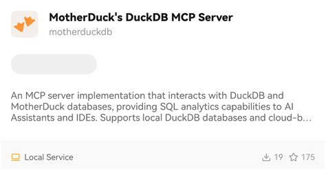 Motherduck的duckdb Mcp服务器 Mcp Servers · Lobehub