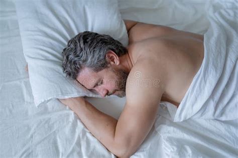 Man Sleeping In Bed Top View Of Handsome Man Sleeping In Bed Morning