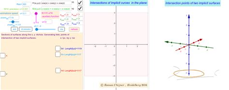 intersections of two implicit surfaces geogebra