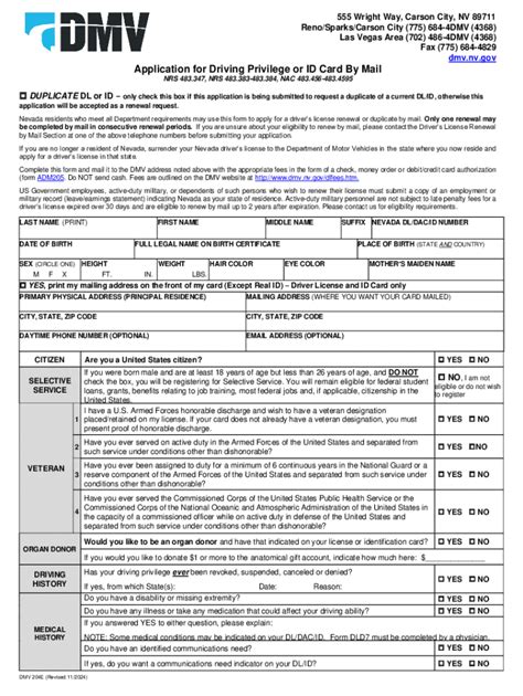 Nevada Driver S License Renewal Form Fill Out And Sign Online Dochub