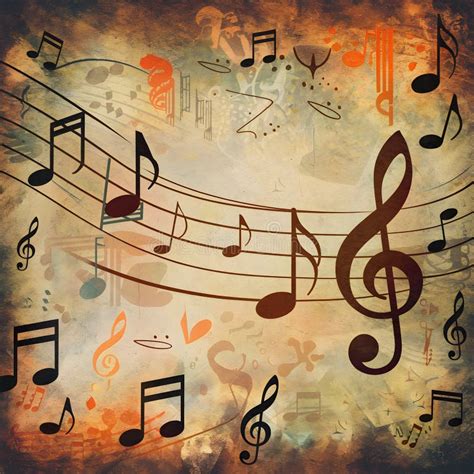 Musical Notes Clefs On Textured Background Earthy Tones Evoke