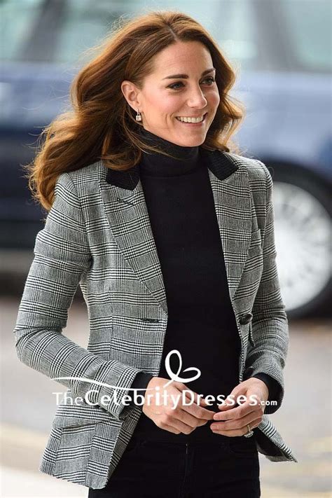 Kate Middleton Blazer Grey Coat With Long Sleeves 2019