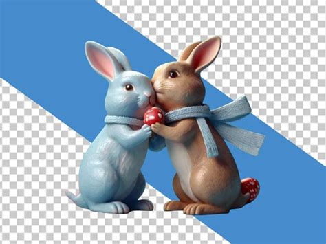 Premium Psd Two Small Easter Bunnies With Scarf Are Kiss
