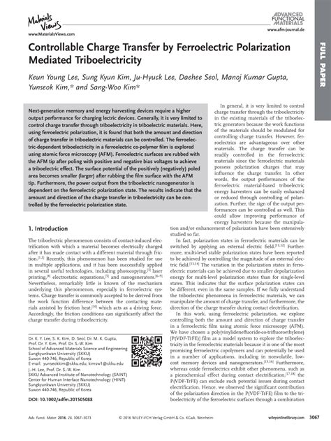 Pdf Controllable Charge Transfer By Ferroelectric Polarization
