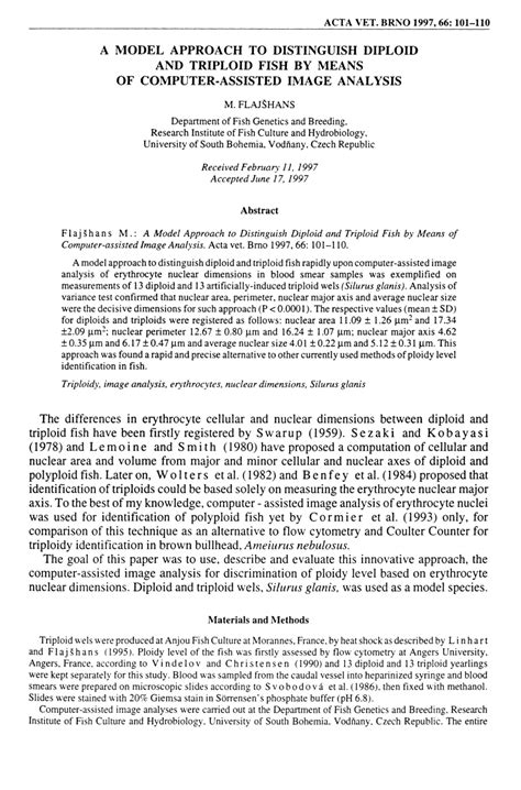 Pdf A Model Approach To Distinguish Diploid And Triploid Fish By