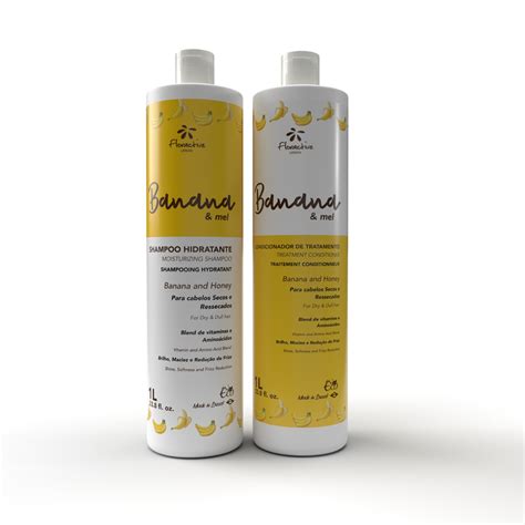 Kit Shampoo E Condicionador Banana E Mel 1l Hidratação Para Cabelos