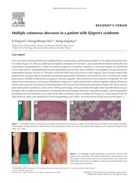Pdf Multiple Cutaneous Abscesses In A Patient With Sjögrens Syndrome A B