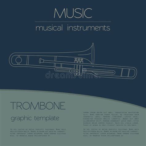 Musical Instruments Graphic Template Trombone Stock Vector
