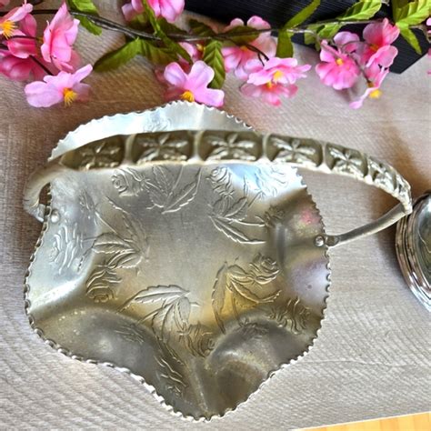Accents Vintage Hand Hammered Aluminum Embossed Candy Dish 195s