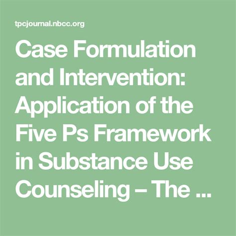 Five Ps Framework For Substance Use Counseling