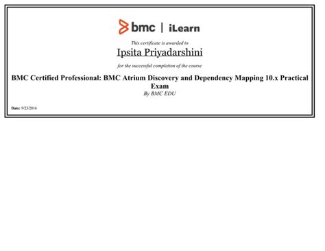 Bmc Certified Professional Bmc Atrium Discovery And Dependency Mapping 10x Practical Exam